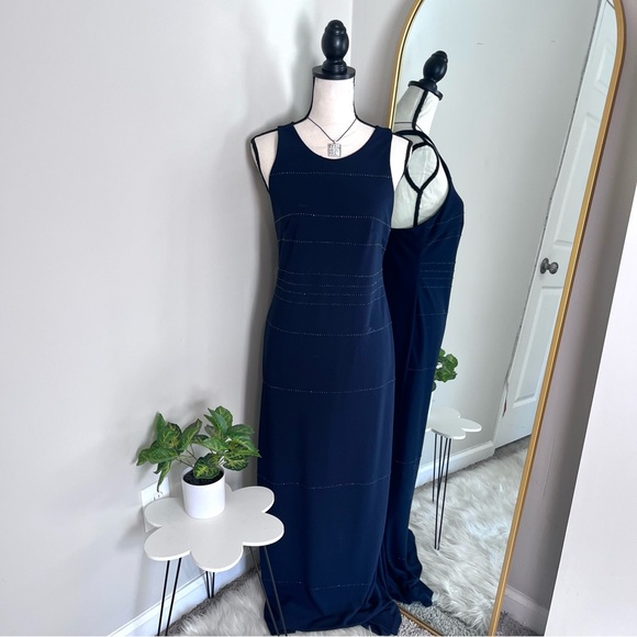 Patra | Dresses | Patra 9s Navy Shimmery Bodice Aline Formal Dress ...